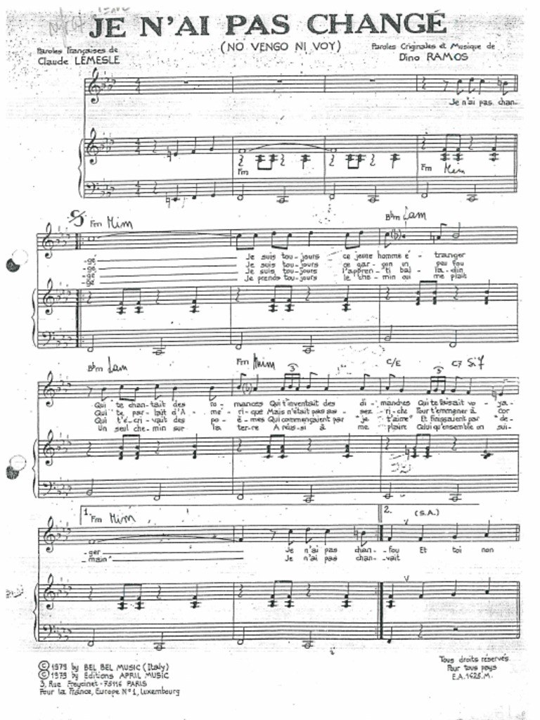 Je N'ai Pas Changé | PDF