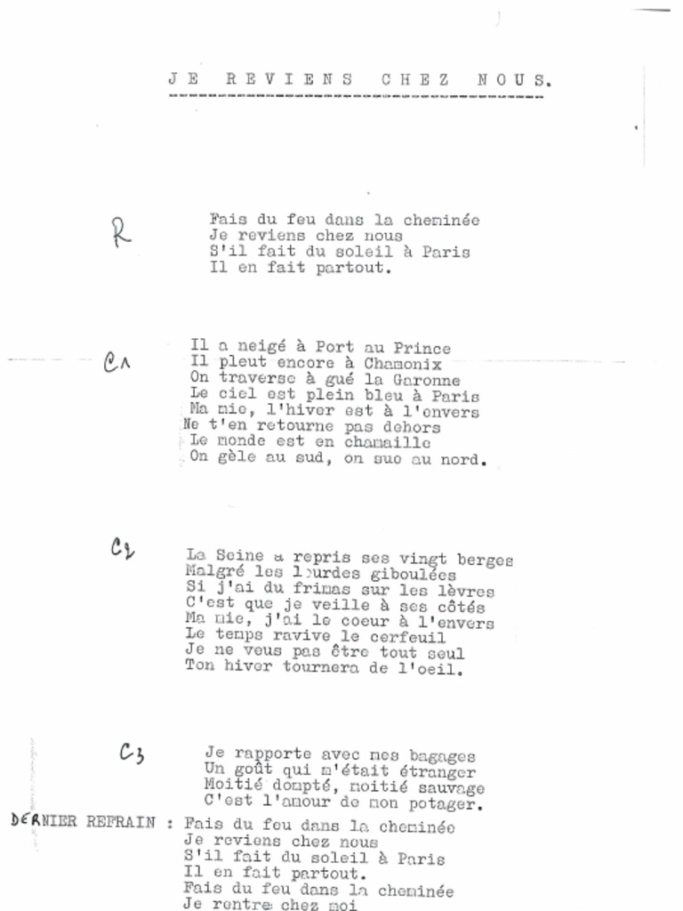 Je Reviens Chez Nous | PDF