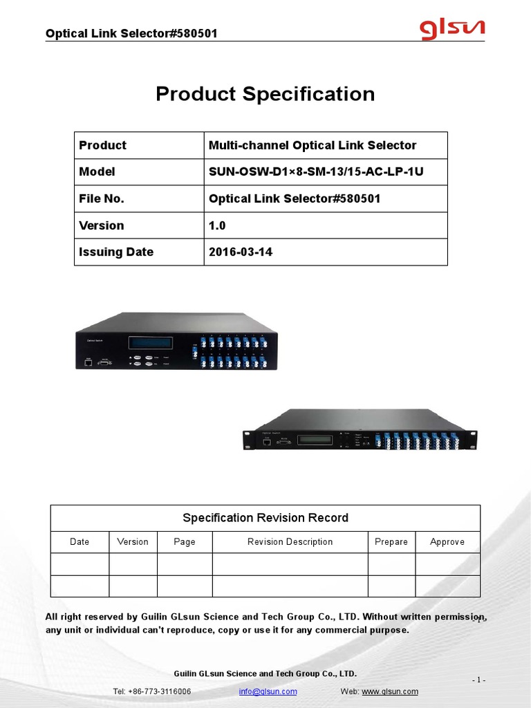 Multi-channel Optical Link Selector 580501 | PDF | Optical Fiber ...