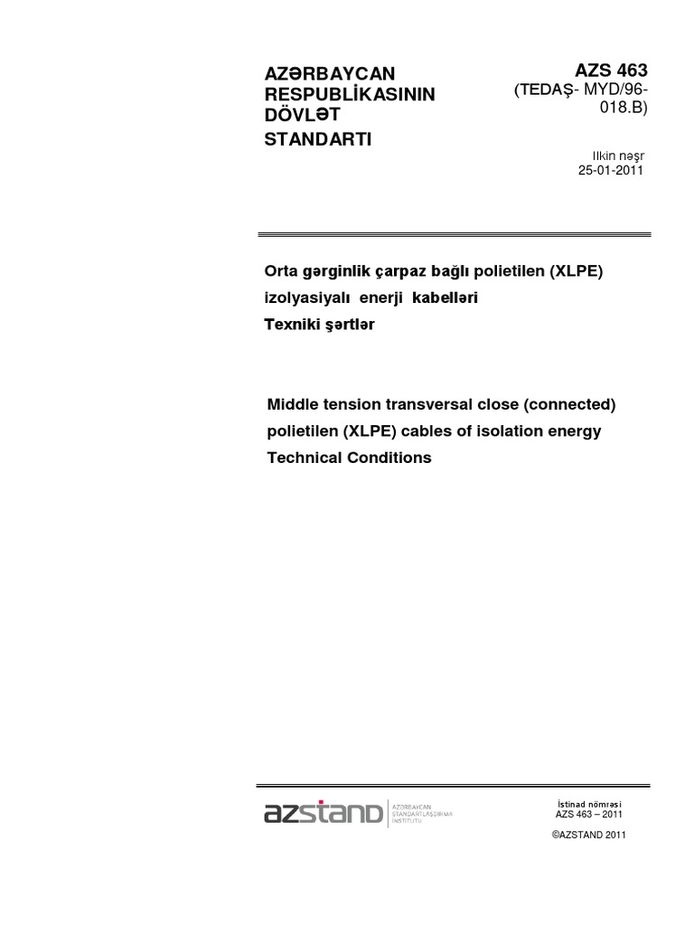 AZ Ərbaycan Respubl İkasinin Dövl ƏT Standarti AZS 463 | PDF