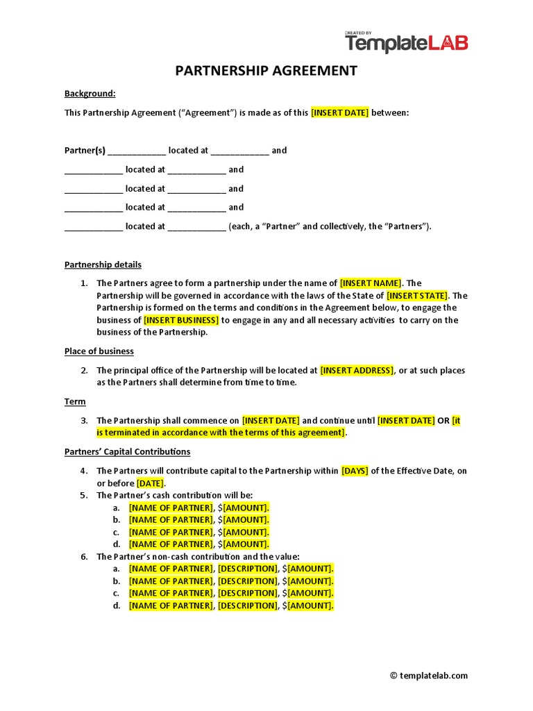 Partnership Agreement | Download Free PDF | Partnership | Interest
