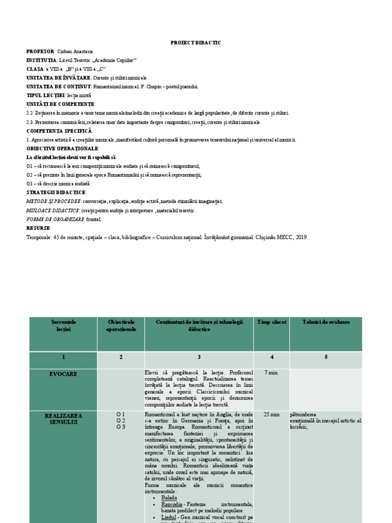 Proiect Did., Cl. 8-A | PDF