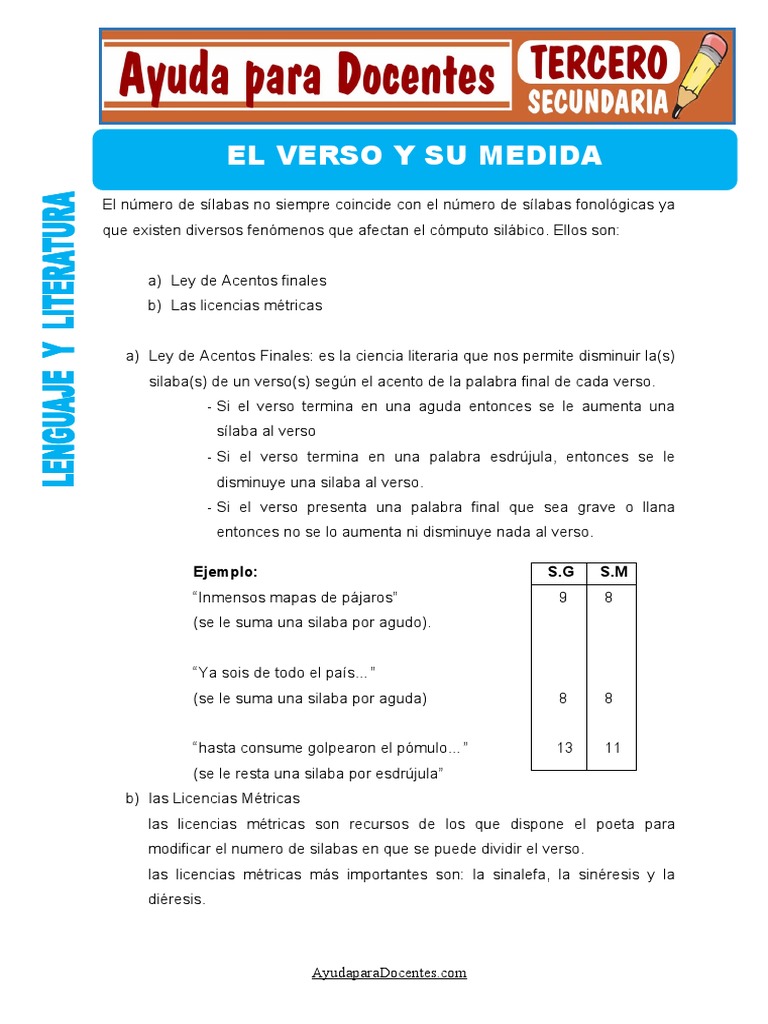 Medidas y Licencias de los Versos | PDF | Sílaba | Palabra