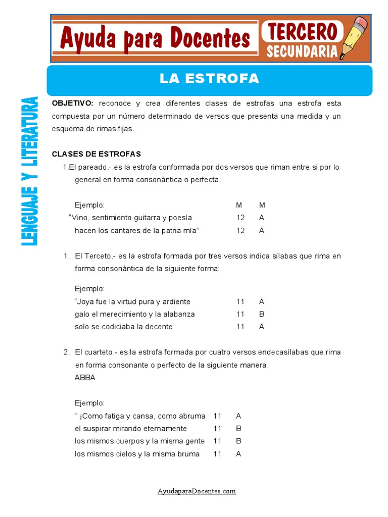 La Estrofa para Tercero de Secundaria | PDF | Rima | Forma Stanzaica