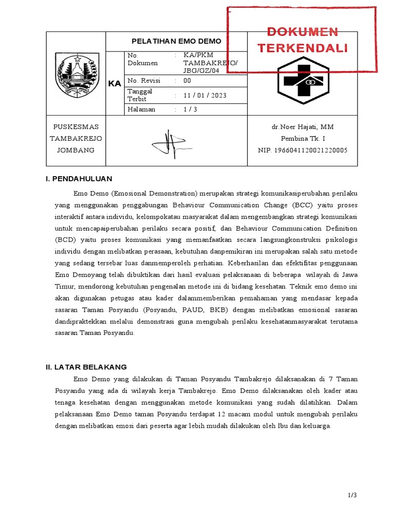 Pelatihan 12 Modul Emo Demo Kader Posyandu | PDF | Karier ...