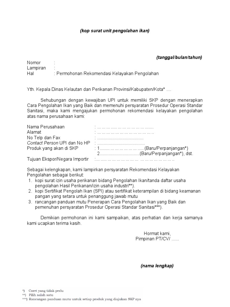 Template Contoh Surat Pengajuan Permohonan Rekomendasi SKP Dari ...