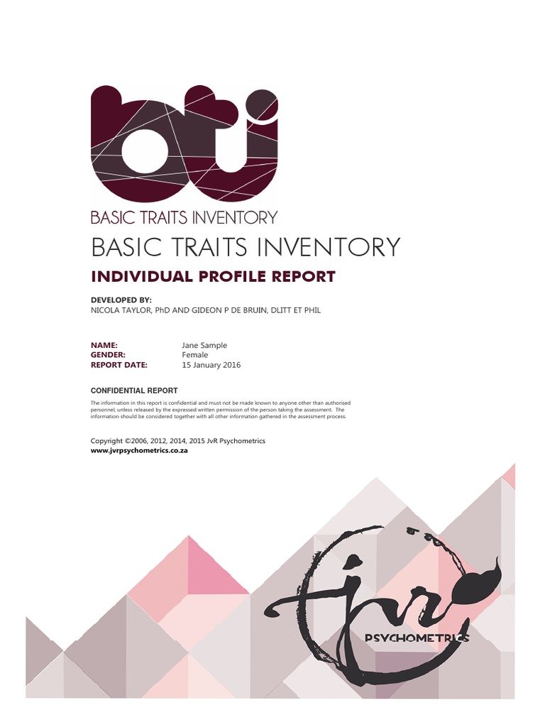 Sample Basic Traits Inventory (BTI) Individual Profile Report | PDF ...