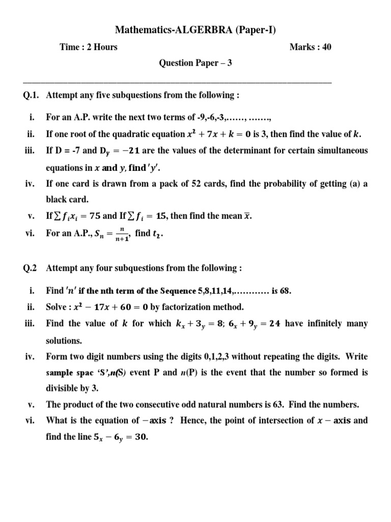 3 (1) Algebra | PDF | Equations | Numbers