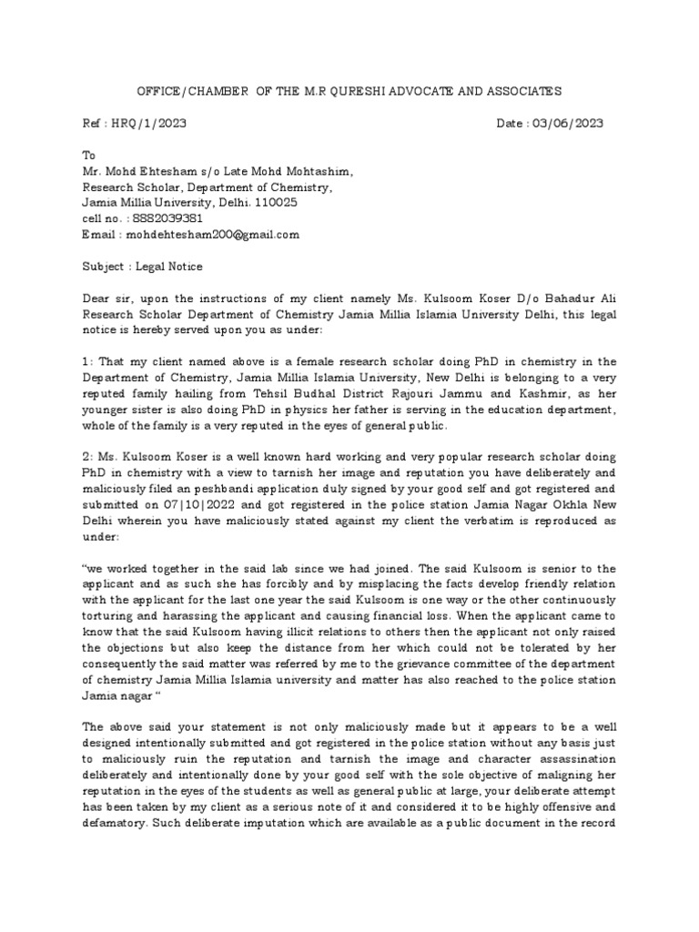 Defamation Notice 2023 | PDF | Public Law | Crimes