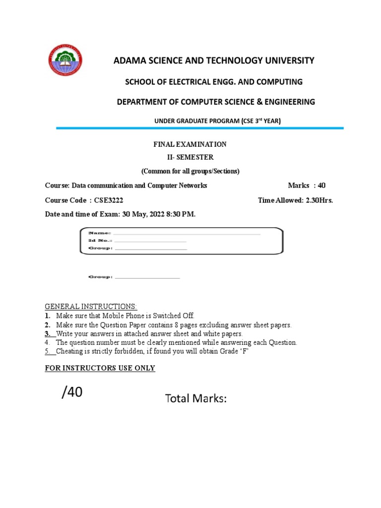 Computer Networks 2022 Final Exam | PDF | Ip Address | Computer Network