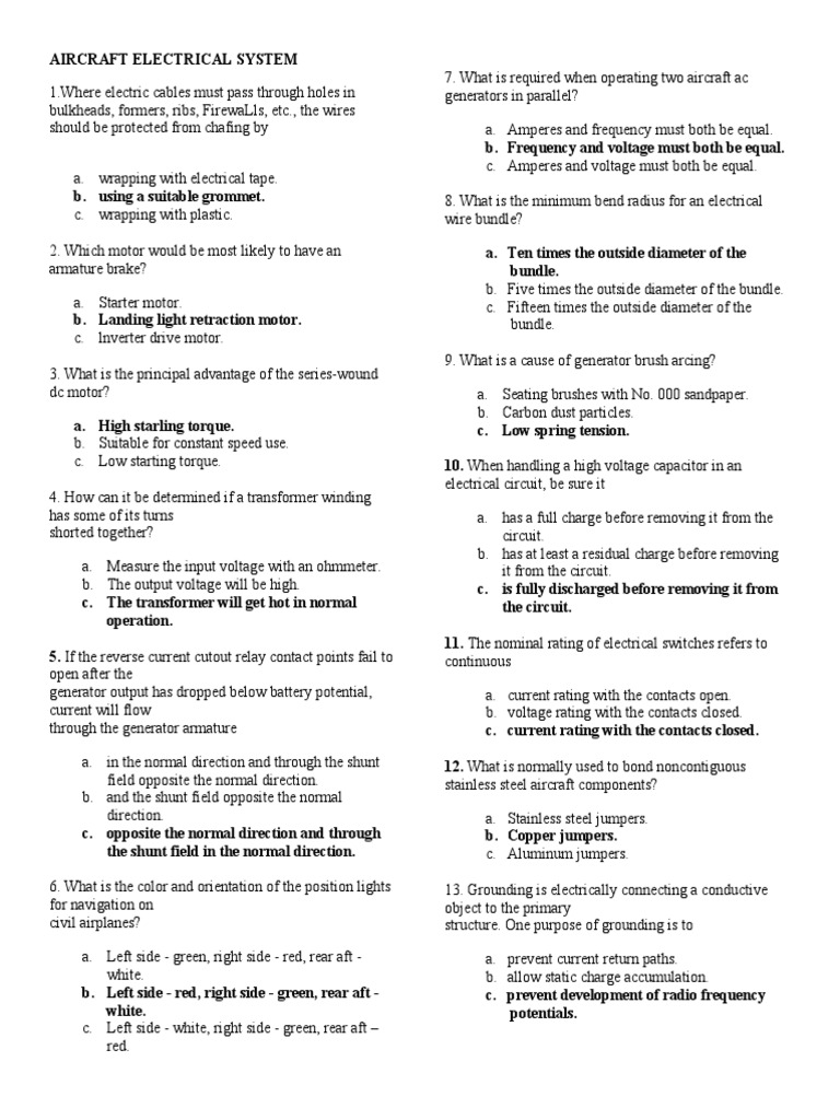 Aircraft Electrical System Guide | PDF | Electric Motor | Electric Generator