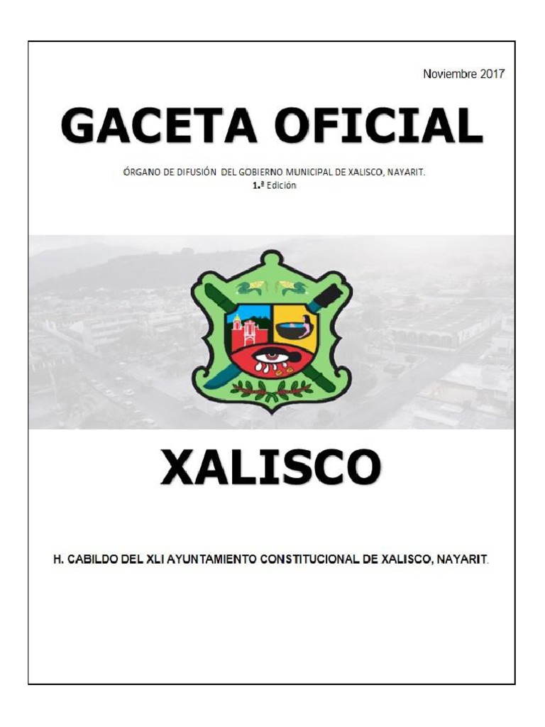Gaceta Oficial de Xalisco, Noviembre 2017 | PDF | Gobierno local | Alcalde