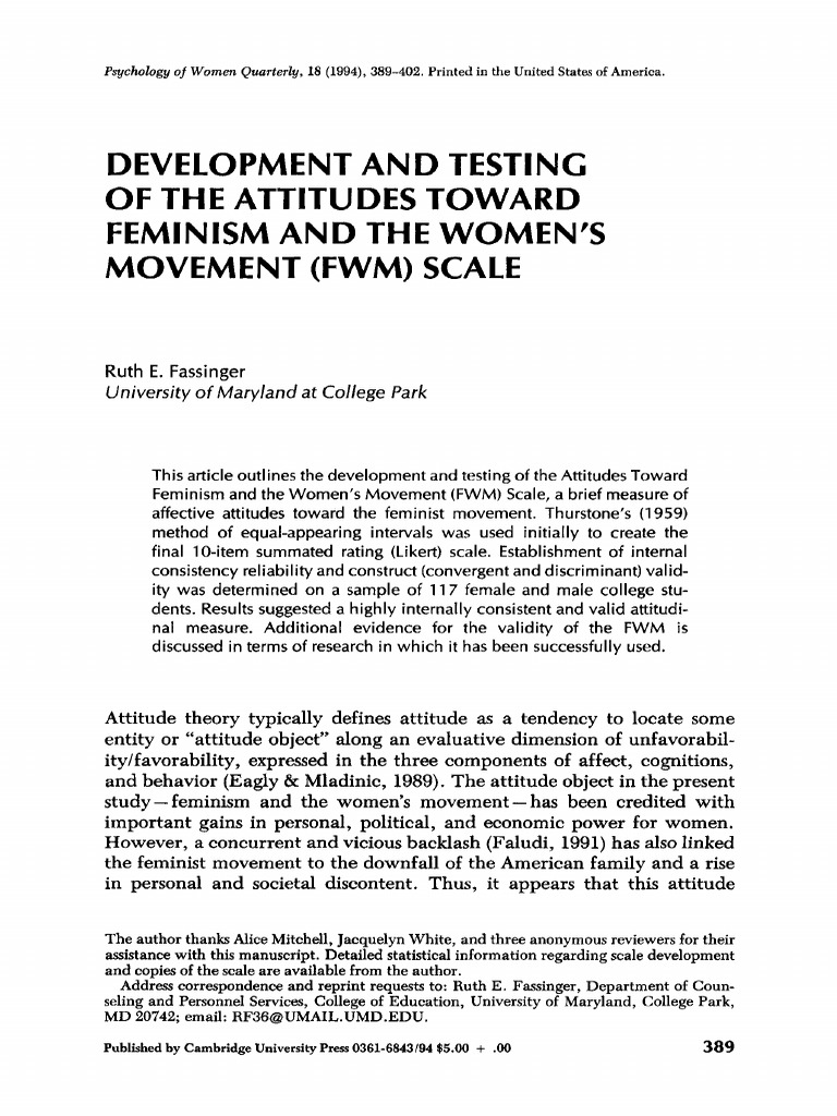 Fassinger 1994 | PDF | Attitude (Psychology) | Validity (Statistics)