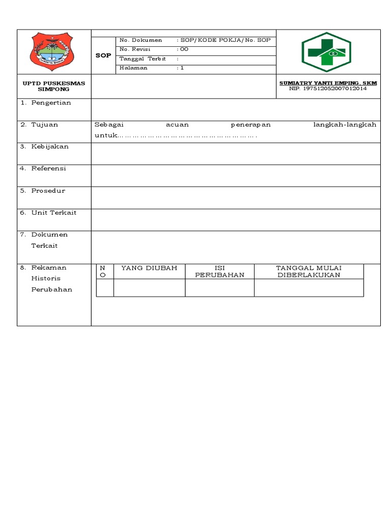 Format dan Contoh Penulisan SOP | PDF