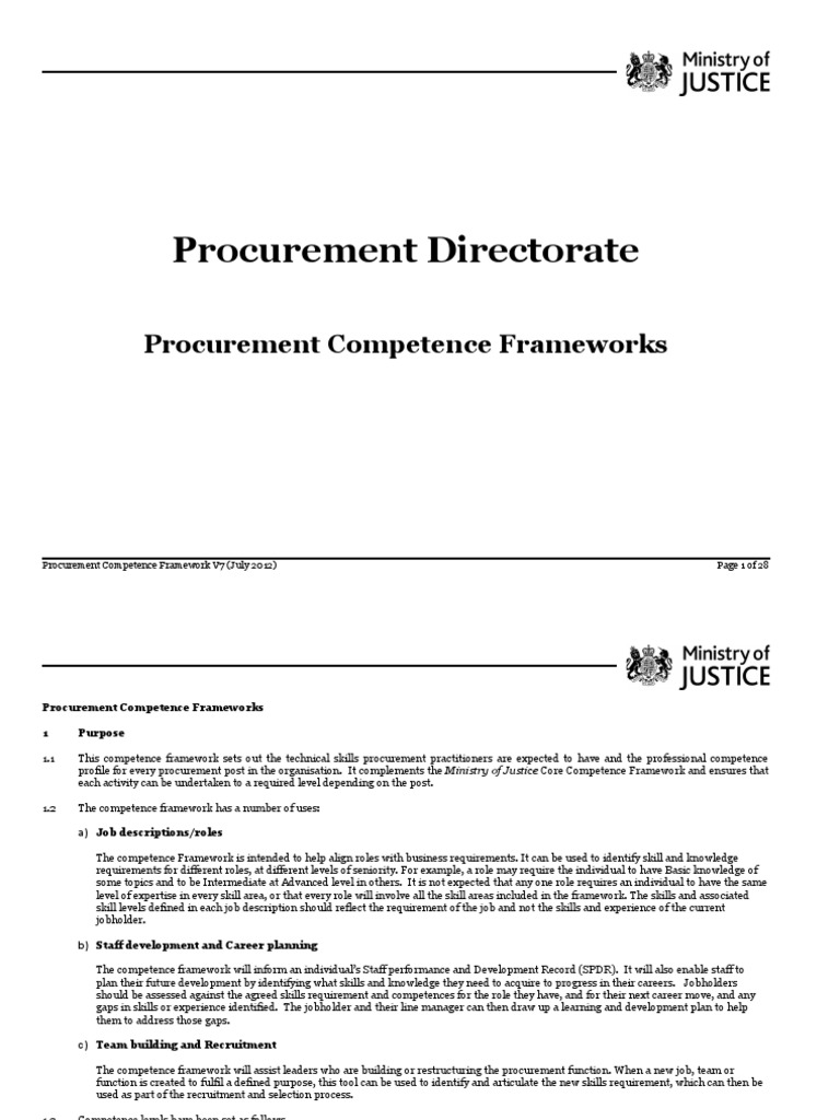 Procurement Competence Framework Overview | PDF | Procurement | Supply Chain