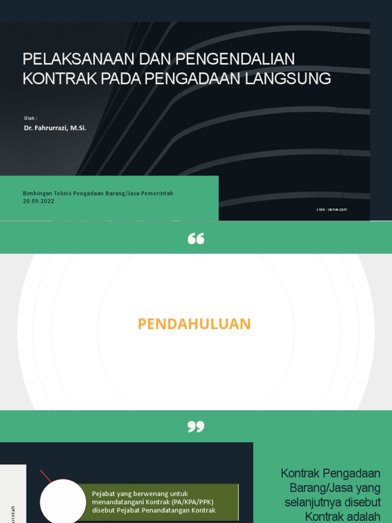 Sesi 5 Pelaksanaan Dan Pengendalian Kontrak Fahrurrazi, LPKN 2 | PDF