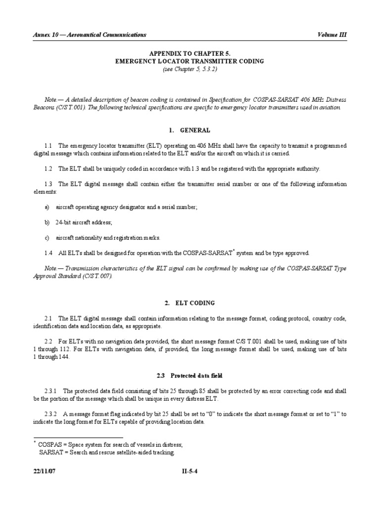 Icao Annex 10 Vol.3 (Elt Coding) | PDF | Computing | Telecommunications