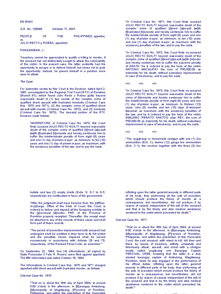 PP Vs Recto | PDF | Assault | Murder