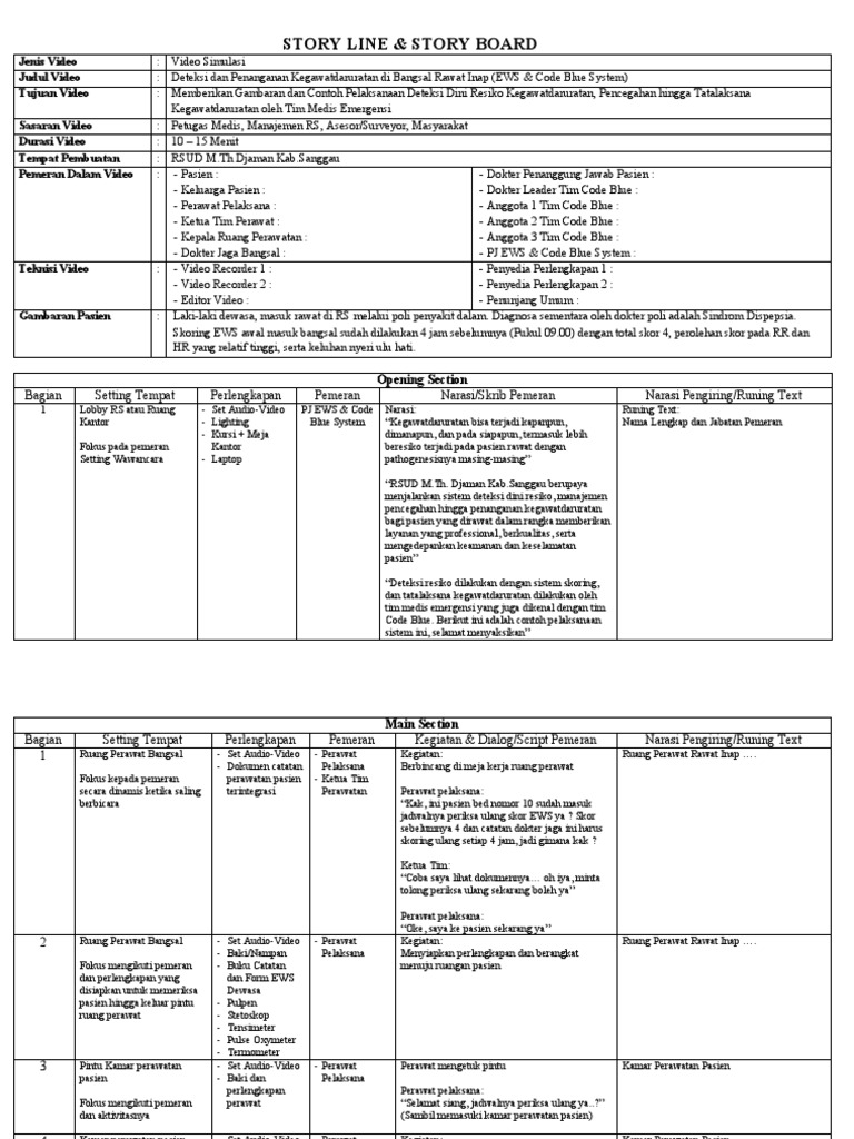 Storyline & Storyboard EWS + Code Blue RSUD Sanggau | PDF