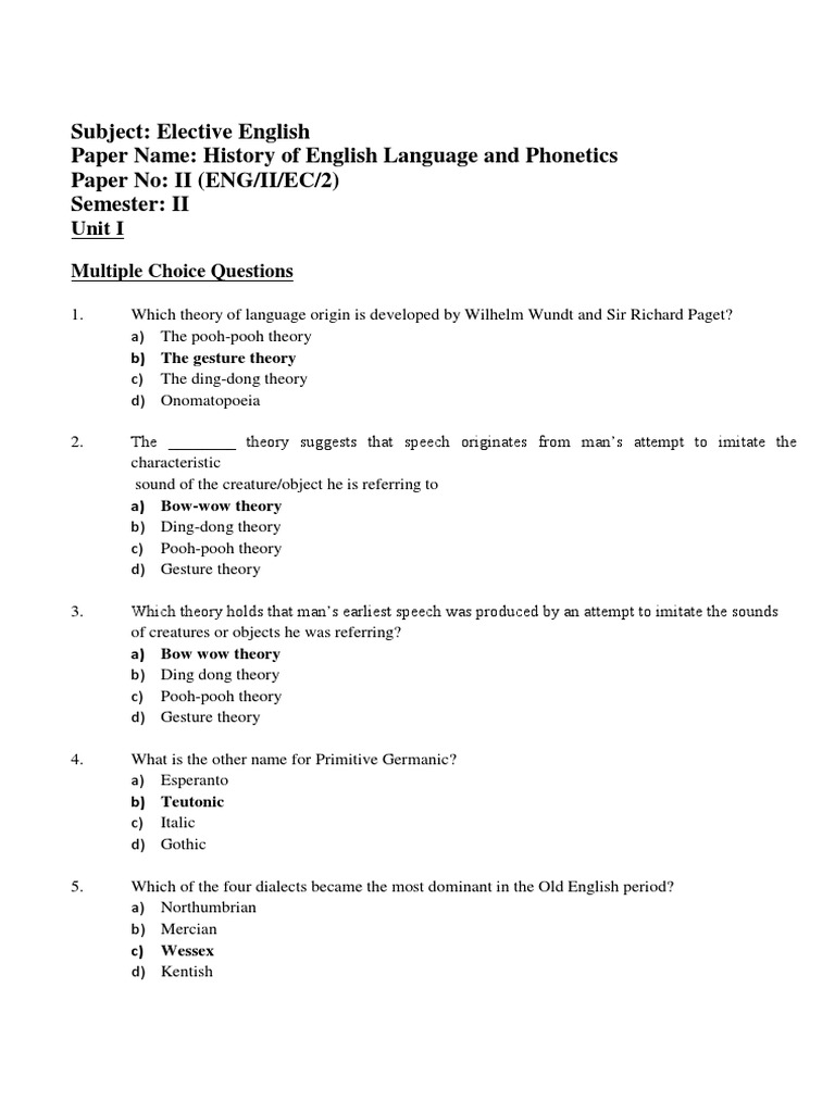 English II Question Bank | PDF | Stress (Linguistics) | Vowel