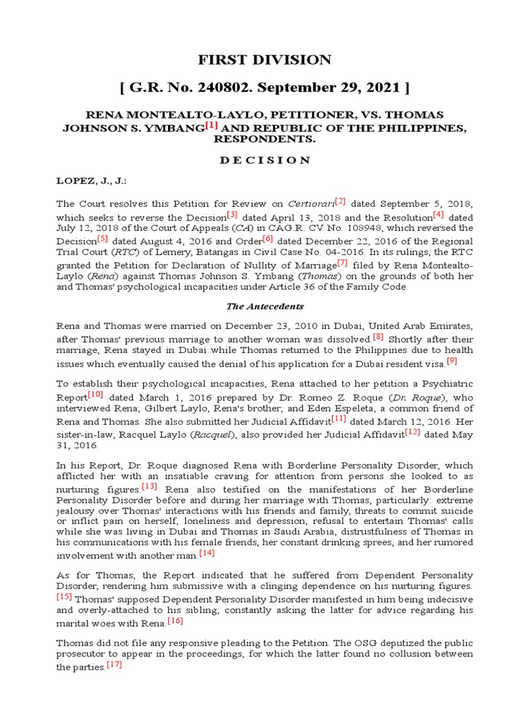 Ruling on Laylo Marriage Nullity Case | PDF | Burden Of Proof (Law ...