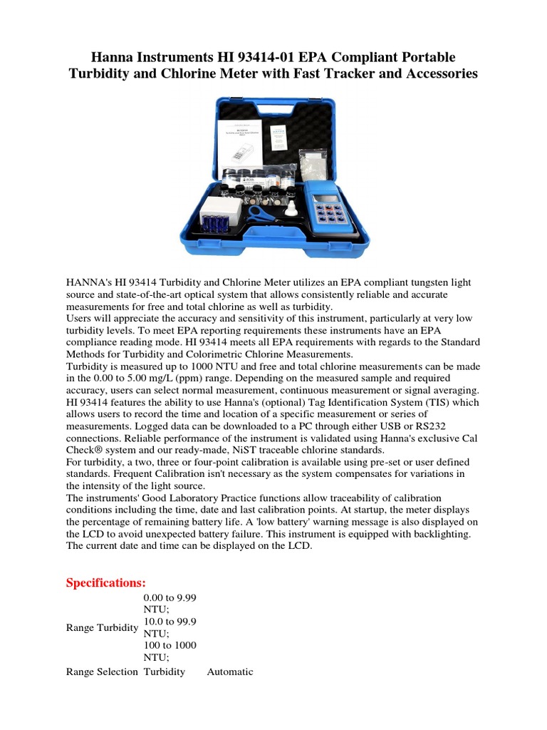 Hanna Instruments HI 93414 | PDF | Calibration | Accuracy And Precision
