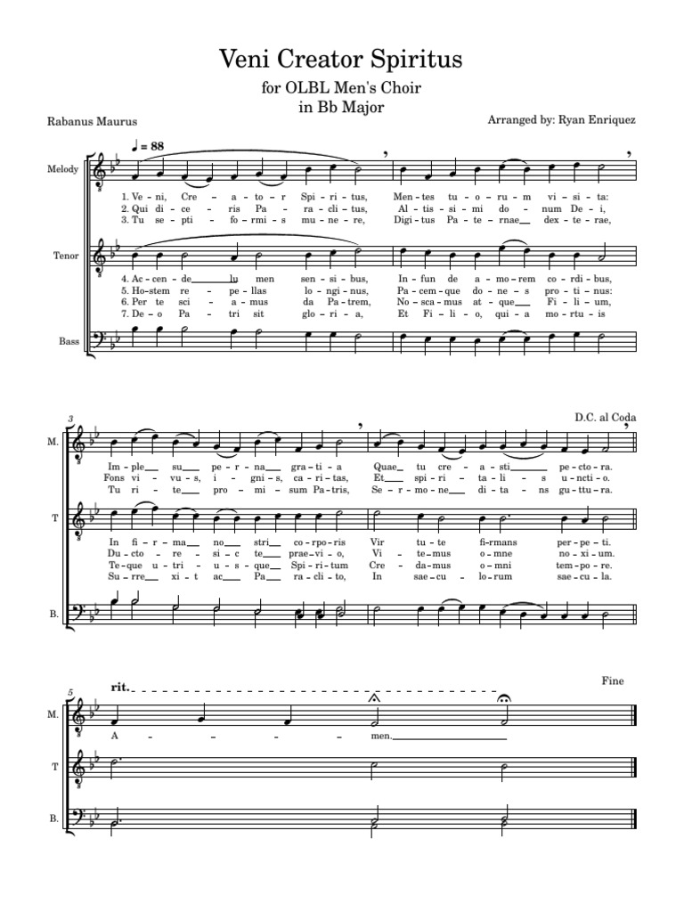 Veni Creator Spiritus (TTBB) | PDF