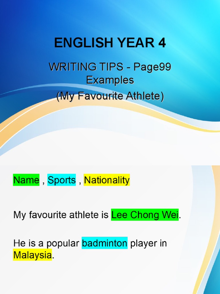 English Year 4 - Writing Sample pg99 | PDF