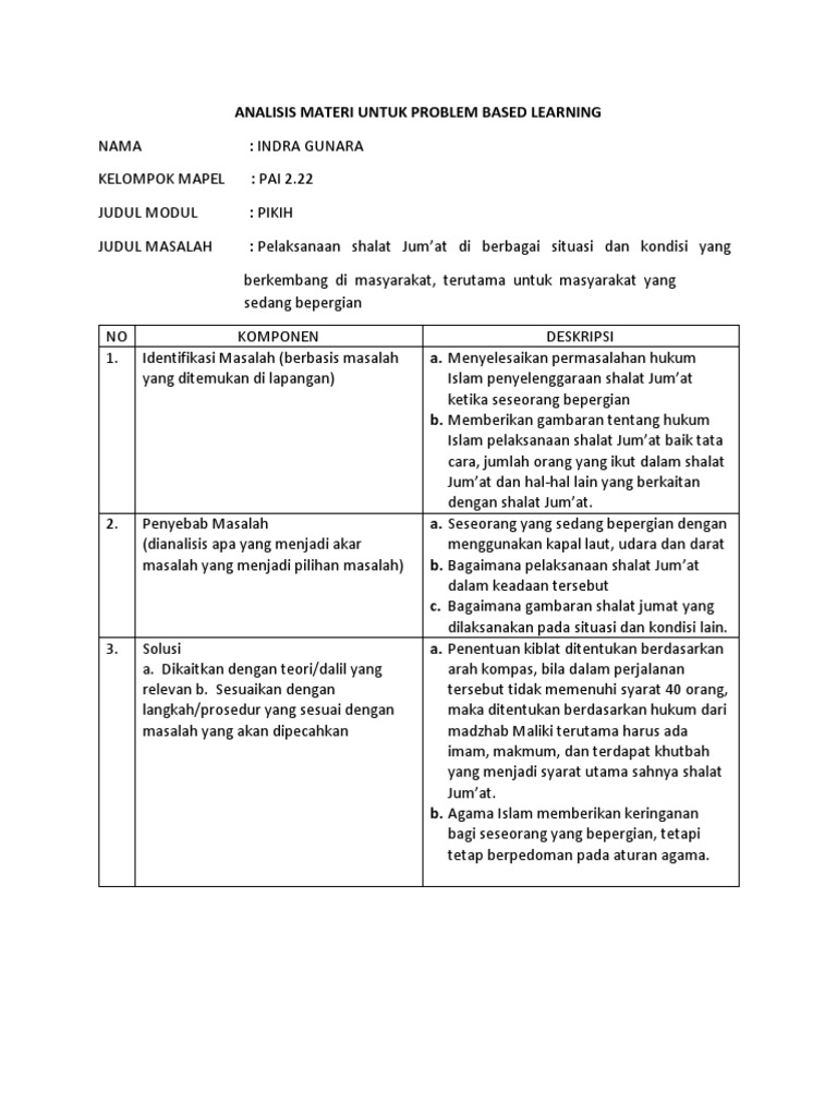 Analisis Materi Untuk Problem Based Learning | PDF