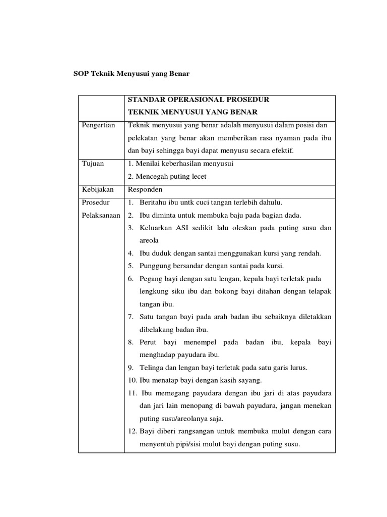Sop Teknik Menyusui | PDF | Gaya Hidup