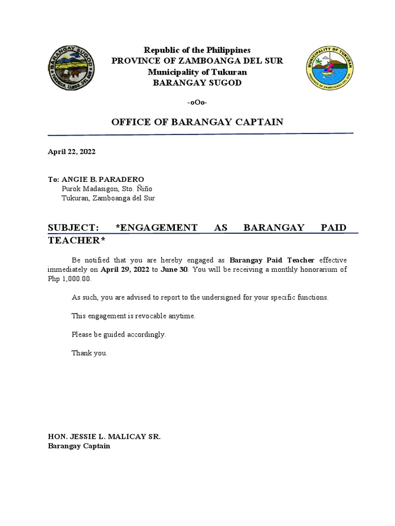 Barangay Memo | PDF