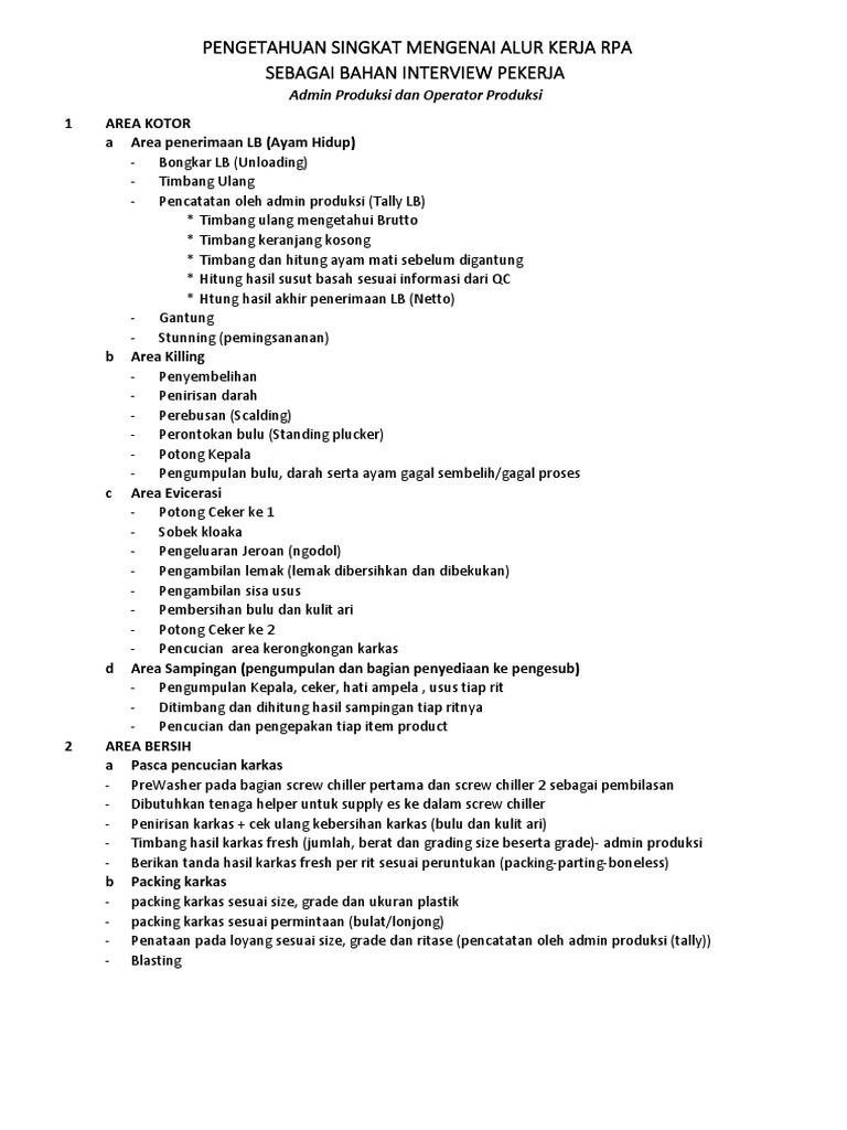Panduan Singkat Tentang Alur Rpa Dan Form Interview | PDF