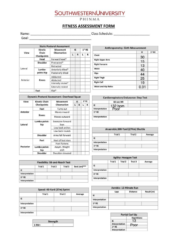 Fitness Assessment Form | PDF