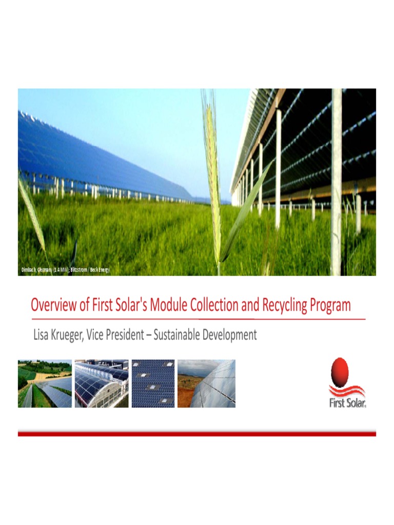 First Solar's PV Collection and Recycling Program (Krueger - 2015 ...
