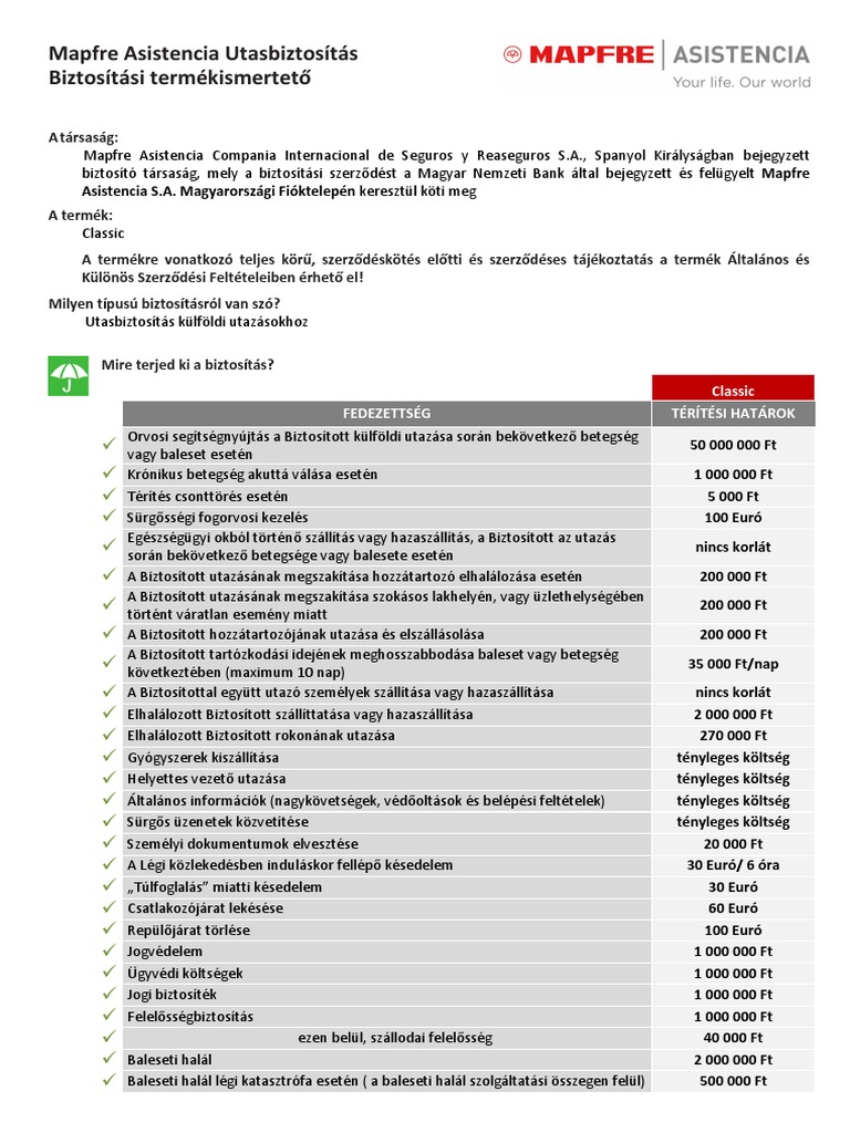 Mapfre IPID Classic | PDF