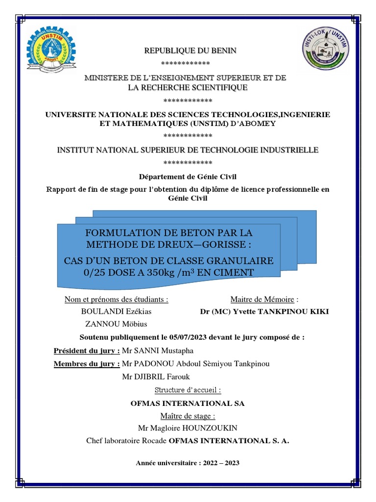 Formulation de Béton Par La Méthode de Dreux-Gorisse | PDF | Ingénierie | Ingénierie civile