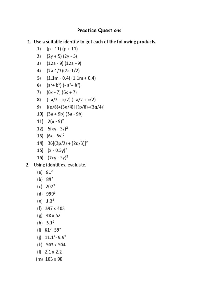 Class 8 Algebraic Expressions Worksheet Pdf