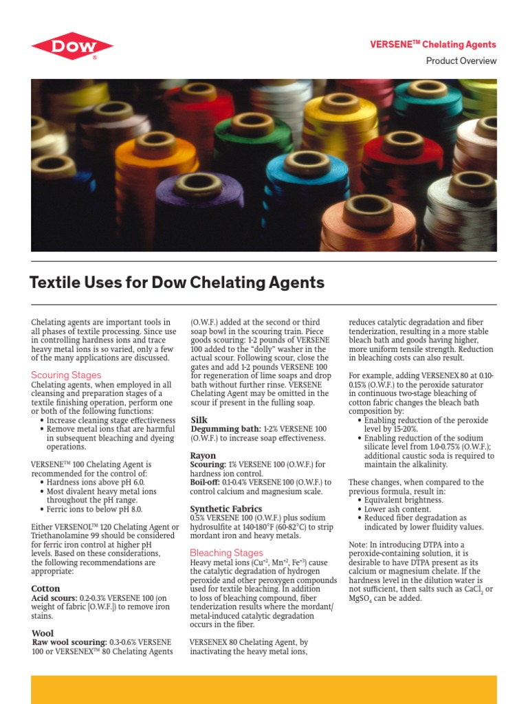 Versene Dow Chelating Agents | PDF | Ethylenediaminetetraacetic Acid ...