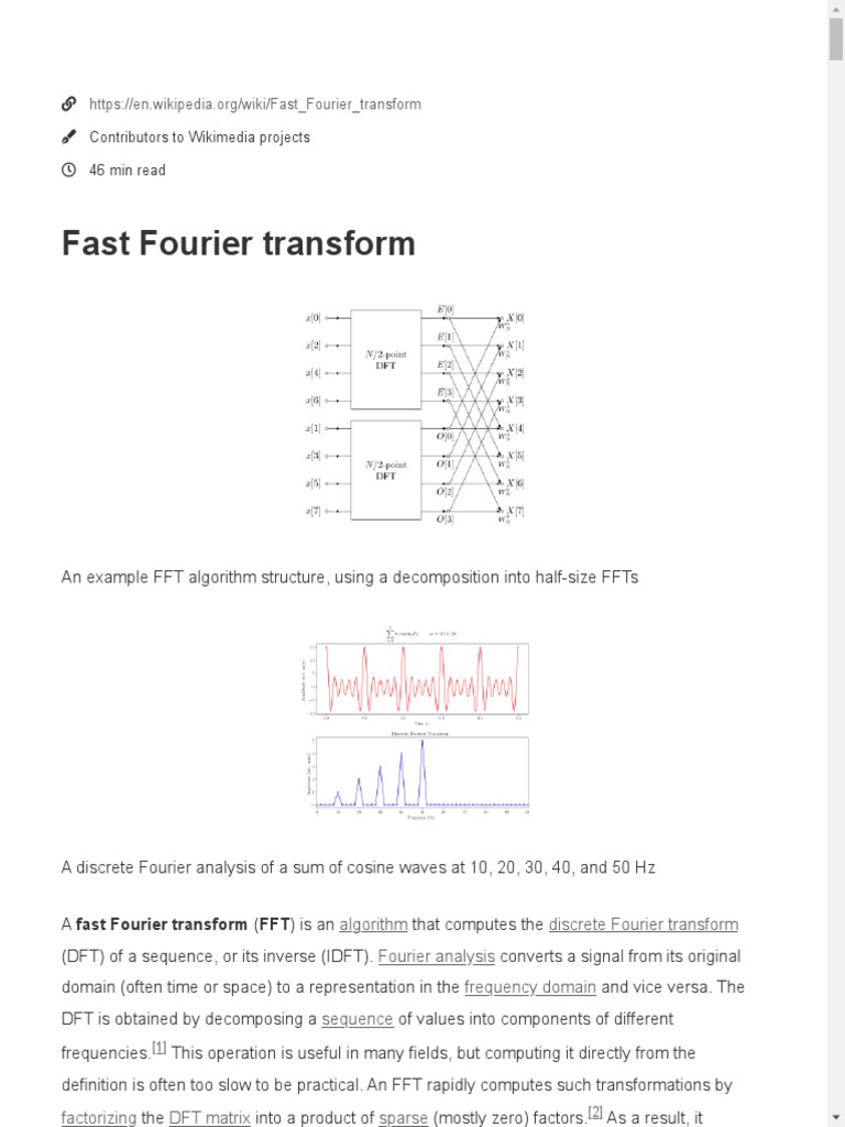 Fast Fourier Transform | PDF | Fast Fourier Transform | Discrete Fourier Transform