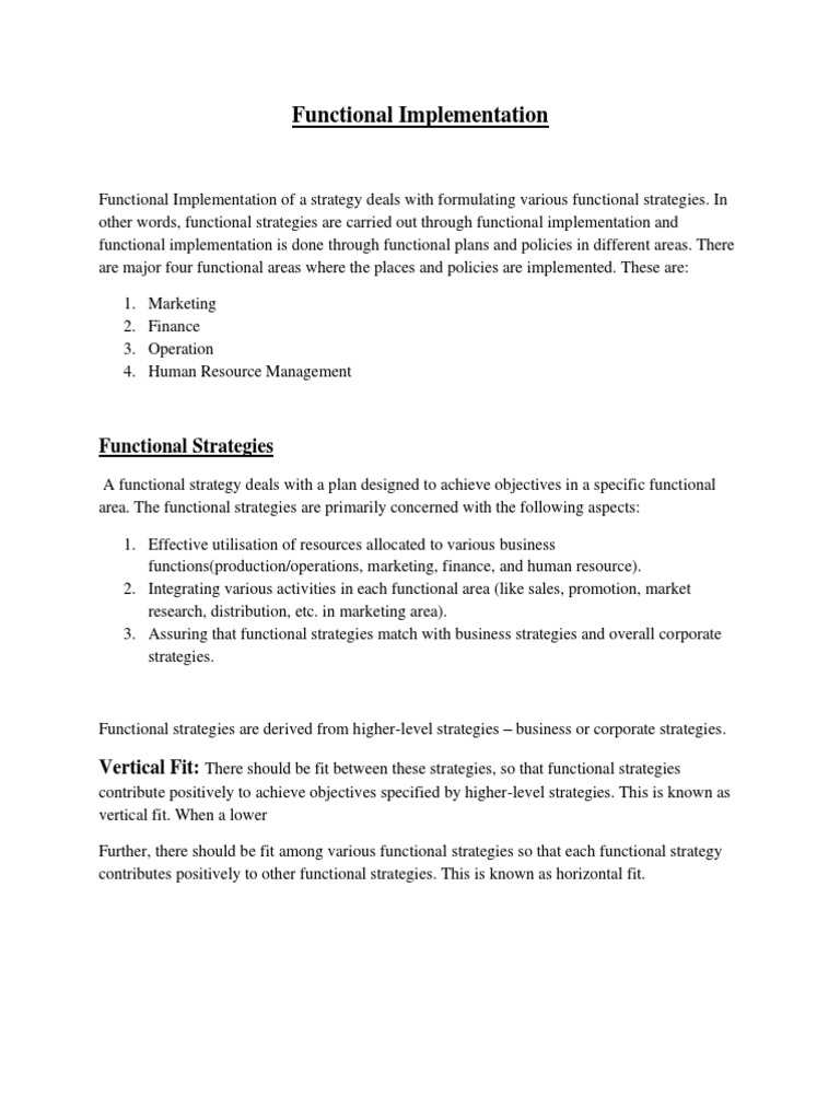 Functional Implementation | PDF | Marketing | Employment