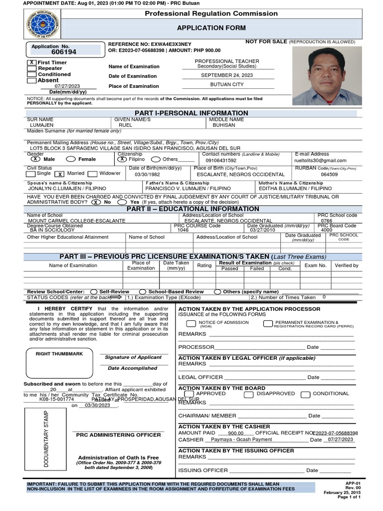 PRC Application Form and Instructions | PDF | Justice | Crime & Violence