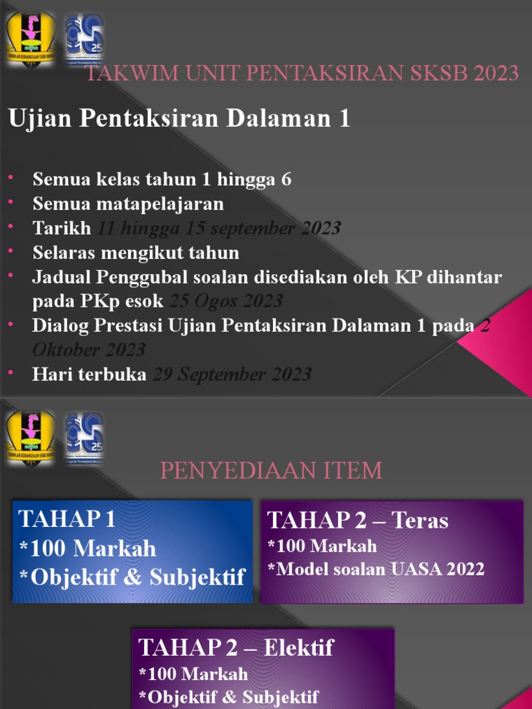 Takwim Unit Pentaksiran Sksb 2023 | PDF