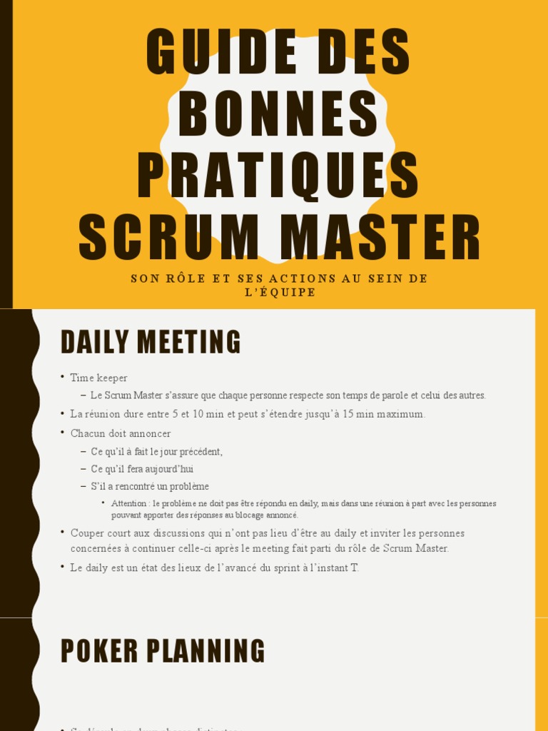 Guide Des Bonnes Pratiques Scrum Master | PDF | Scrum (développement)