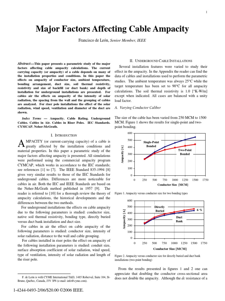 Factors Influencing Cable Ampacity | PDF | Electrical Wiring | Electrical Engineering