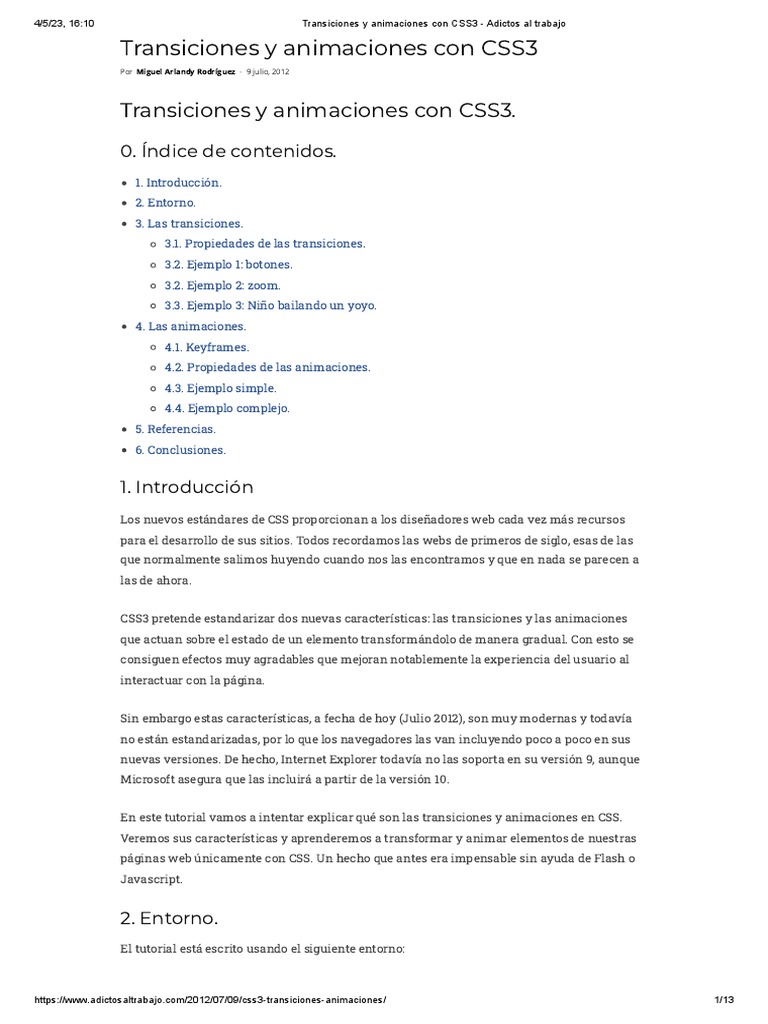 Transiciones y Animaciones Con CSS3 - Adictos Al Trabajo | PDF | Computadoras