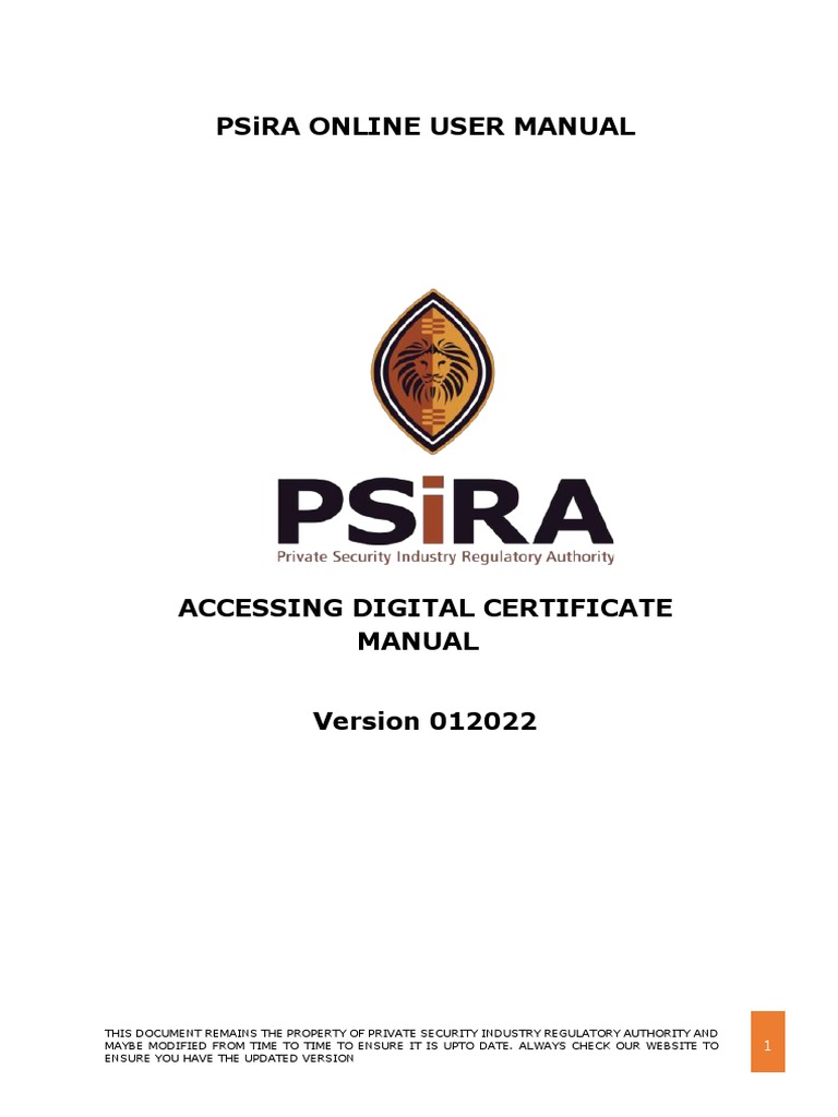 Accessing Your PSIRA Digital Certificate | PDF