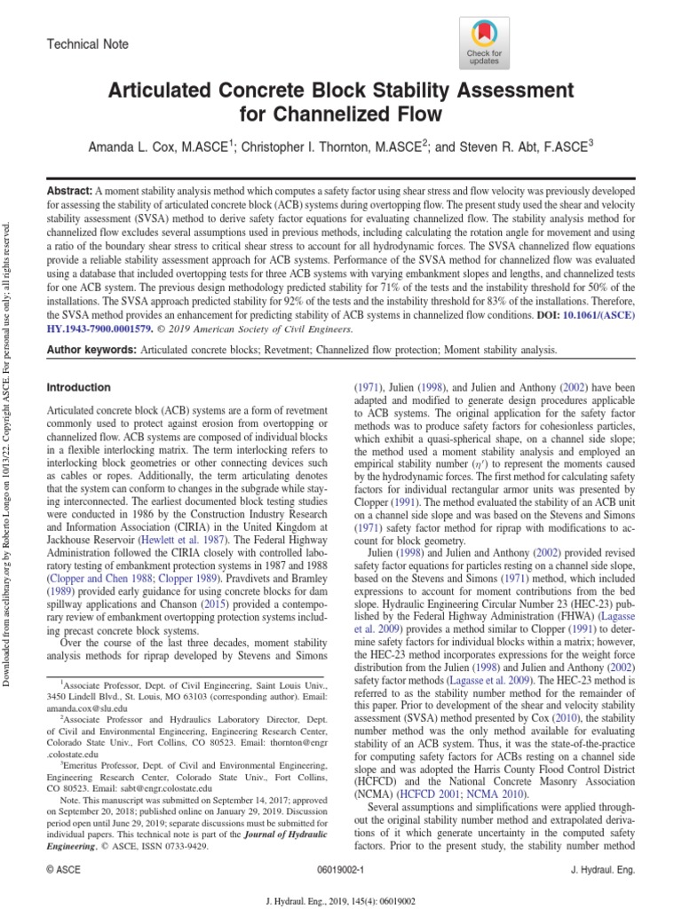 Cox Et Al - 2019 - Articulated Concrete Block Stability Assessment For ...