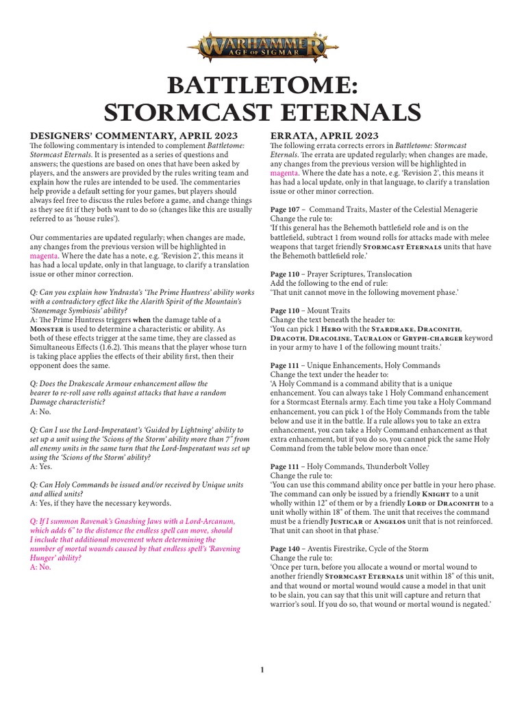 Stormcast Battletome Errata | PDF