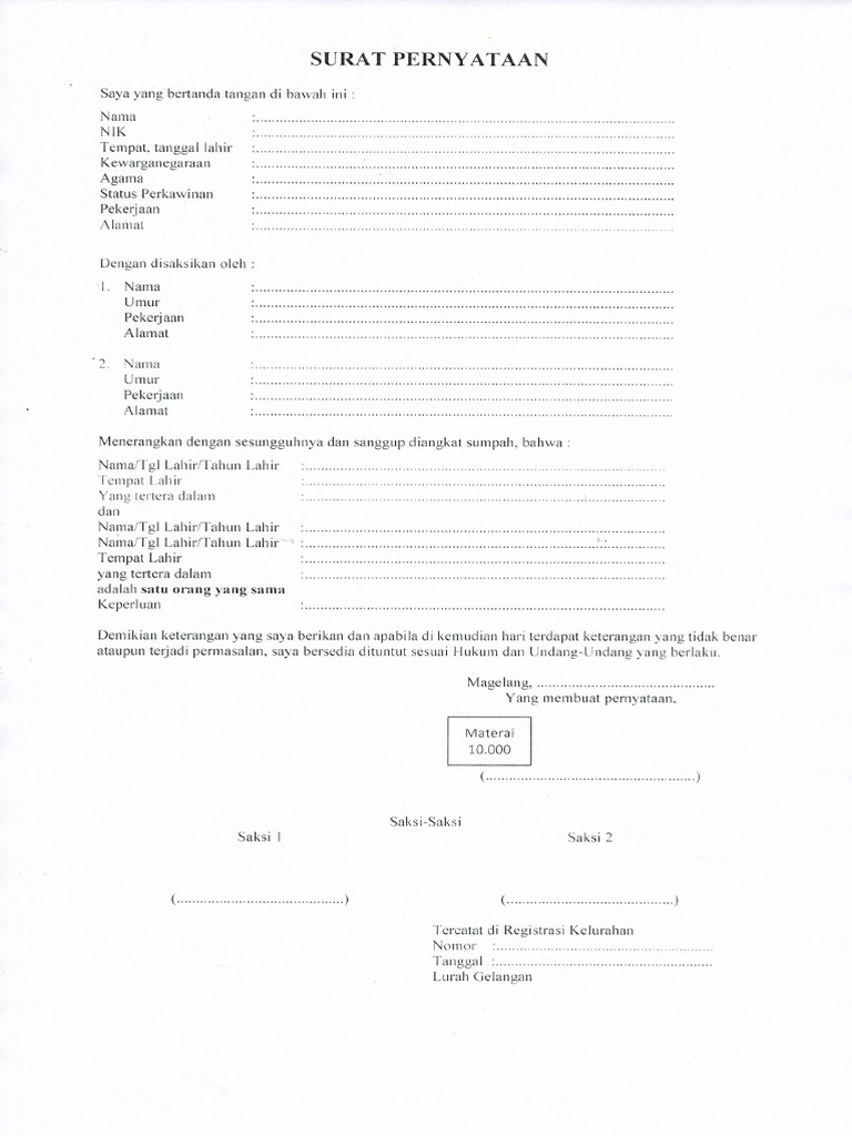 Form SP Beda Nama | PDF