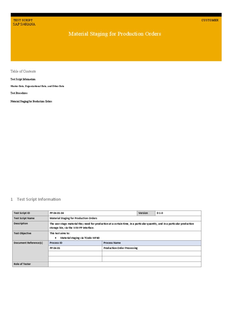 PP.04.01.04 Material Staging For Production Orders | Download Free PDF ... PP.04.01.04 Material Staging For Production Orders | Download Free PDF ...